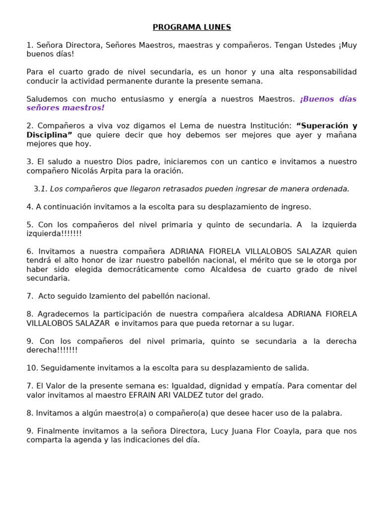 Programa Actividad Permanente Lunes 25 | PDF
