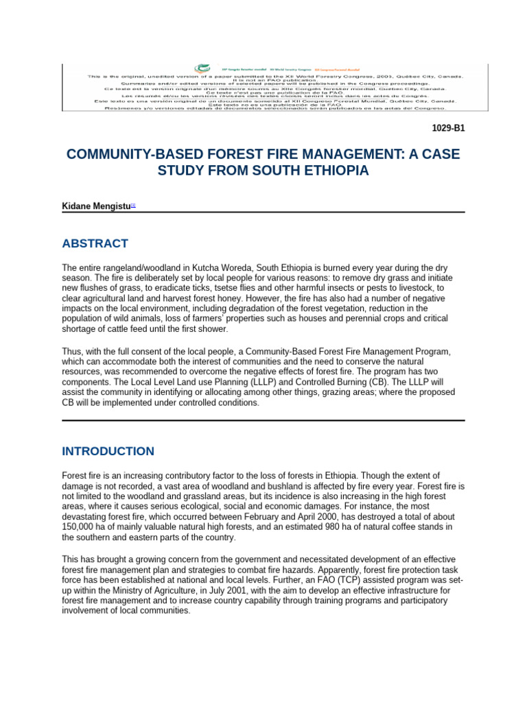 COMMUNITY-BASED FOREST FIRE MANAGEMENT | PDF | Forests | Fires