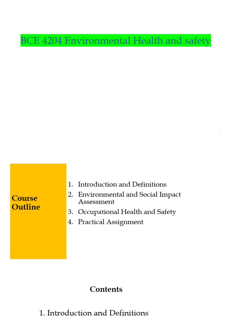 BCE 4204 Environmental Health and Safety (1 & 2) | PDF | Ecosystem ...