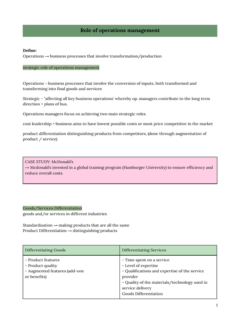 Operations Management Strategies Explained | PDF | Business | Economies