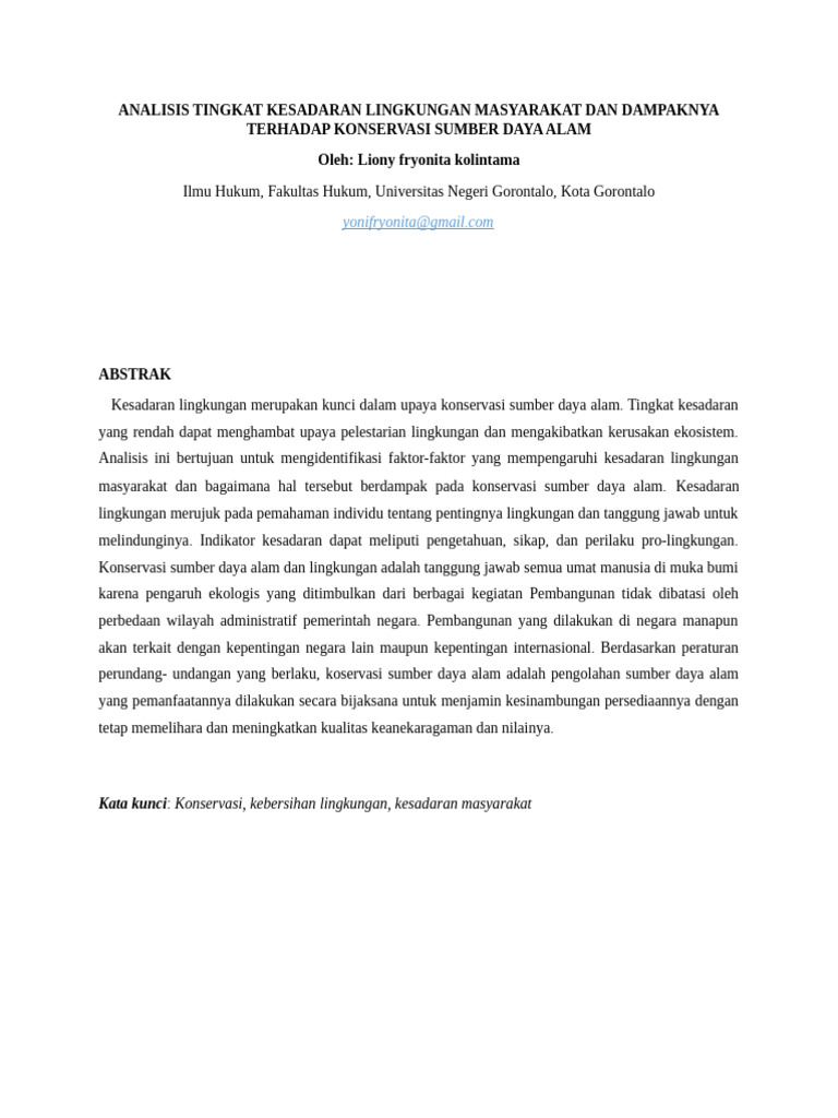 Kesadaran Lingkungan dan Konservasi SDA | PDF