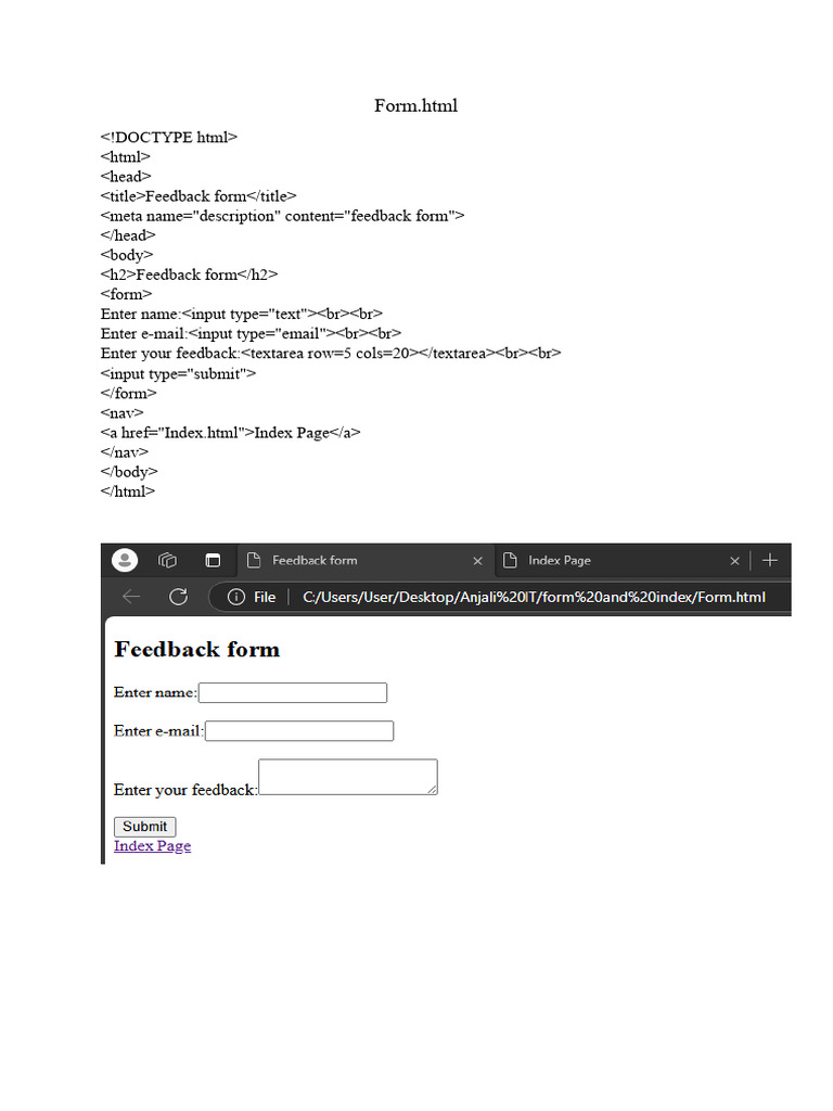 Form and Index HTML | PDF