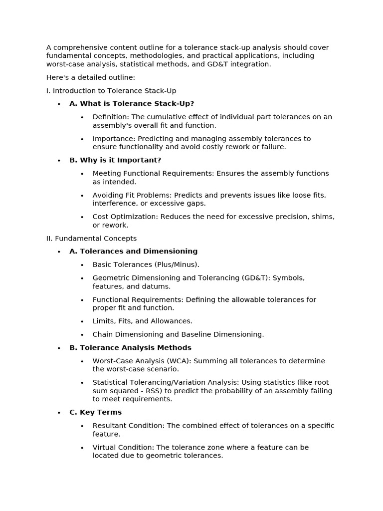 A Comprehensive Content Outline For A Tolerance Stack | PDF ...