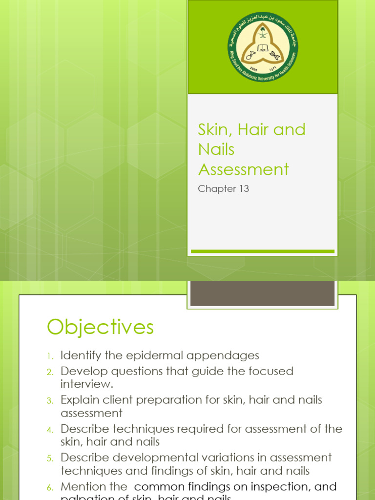 Skin, Hair and Nails Assessment-K | PDF | Skin | Nail (Anatomy)