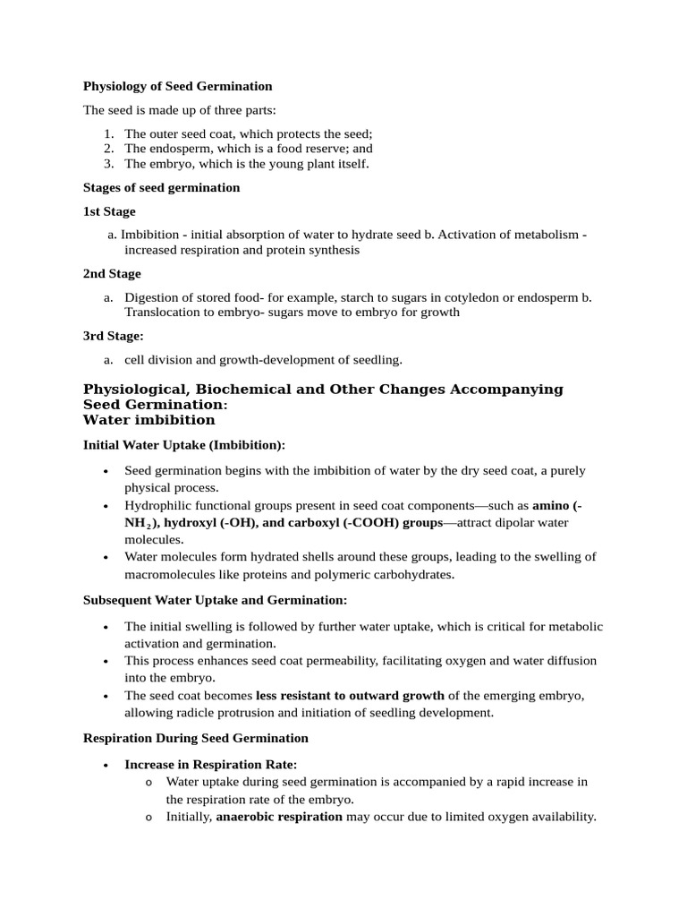 Physiology of Seed Germination | PDF | Seed | Biosynthesis