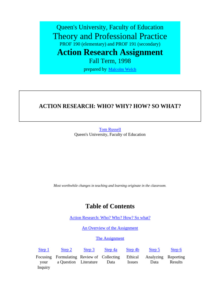 Action Research - Who Why How So What | PDF | Teachers | Data