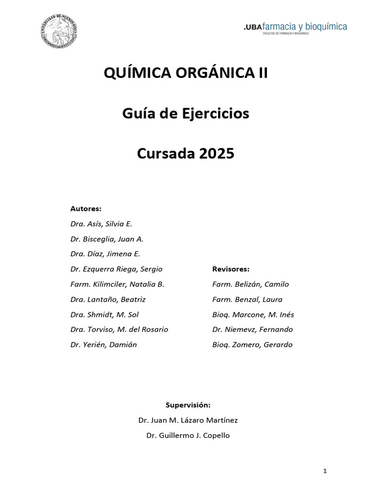 Guía Ejercicios 2025 | PDF | Ester | Ácido
