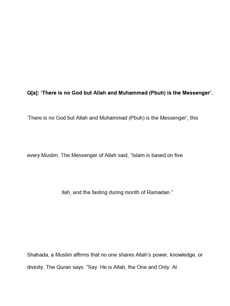 Significance of Shahada in Islam | PDF | Prophets And Messengers In ...