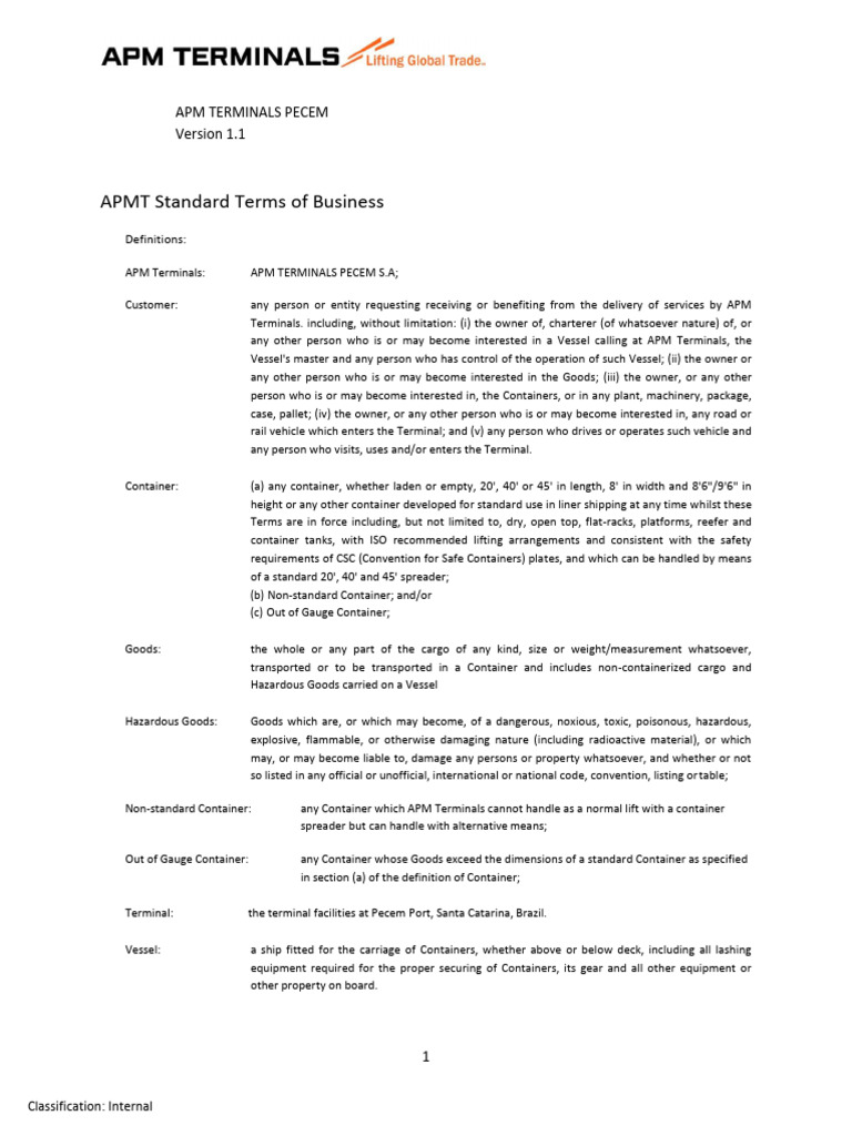 g-terms-and-conditions-shipping-lines-apm-terminals-pecem | PDF | Legal ...