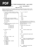 JHS 1 Mathematics Exam Questions | PDF | Mathematics | Mathematical Objects