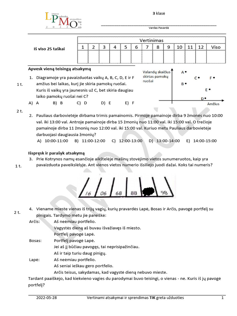 LPMO2022 Uzduotys 3kl Skelbimui | PDF