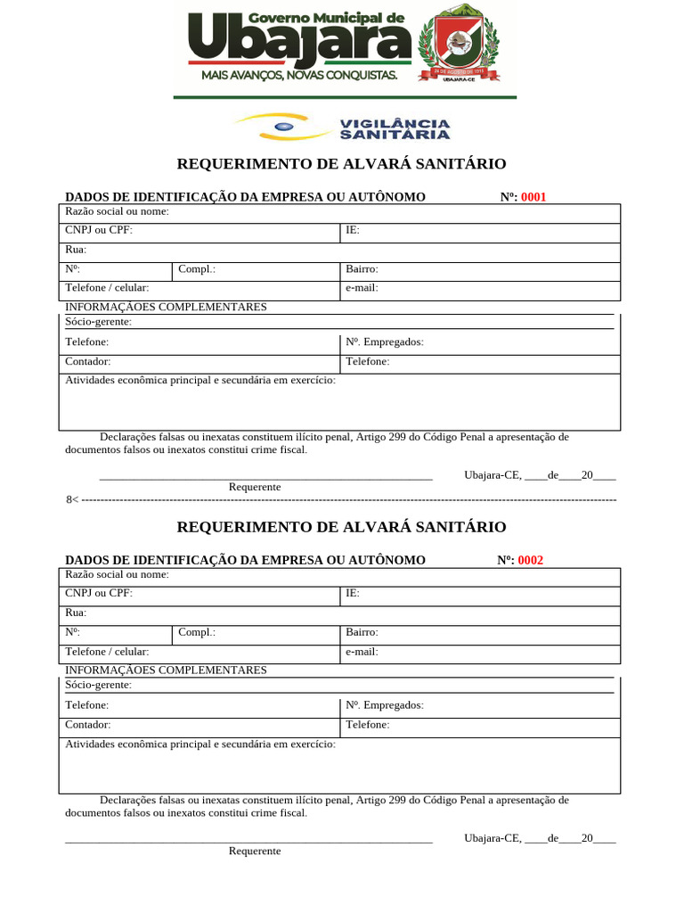 MODELO REQUERIMENTO DE ALVARÁ DE LOCALIZAÇÃO - Atualizado | PDF
