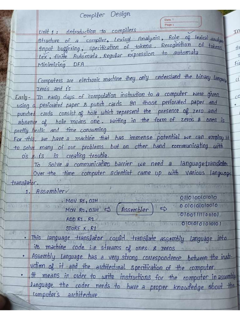 Compiler Design Unit1 | PDF