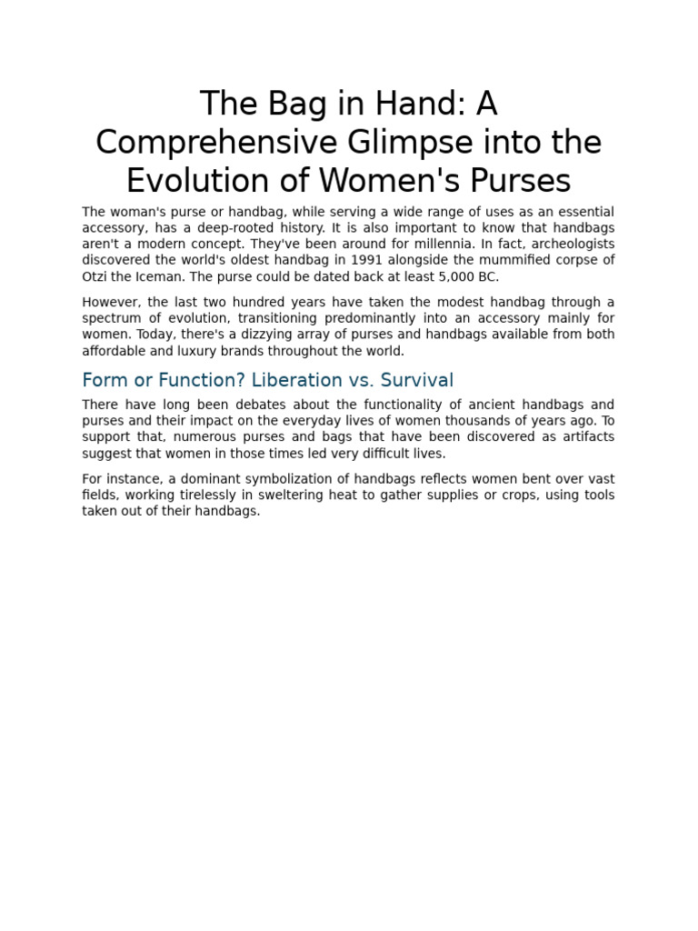 The Bag in Hand A Comprehensive Glimpse Into The Evolution of Women's ...