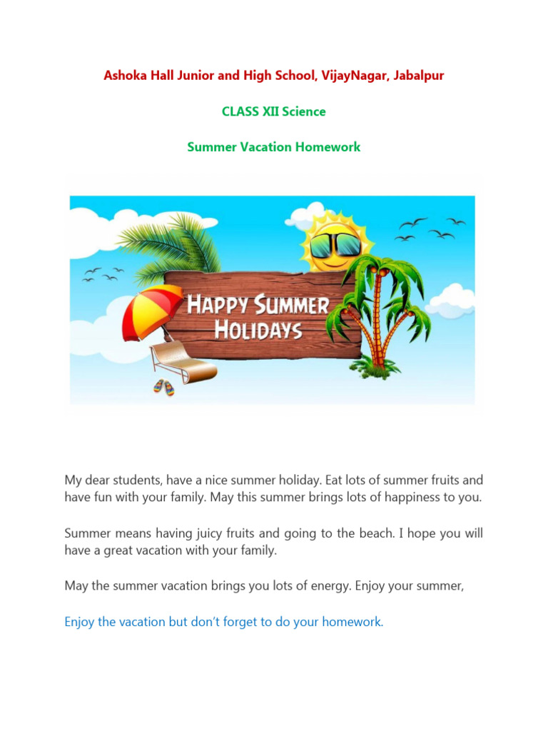 Summer Vacation Homework class 12 | PDF | Fertilisation