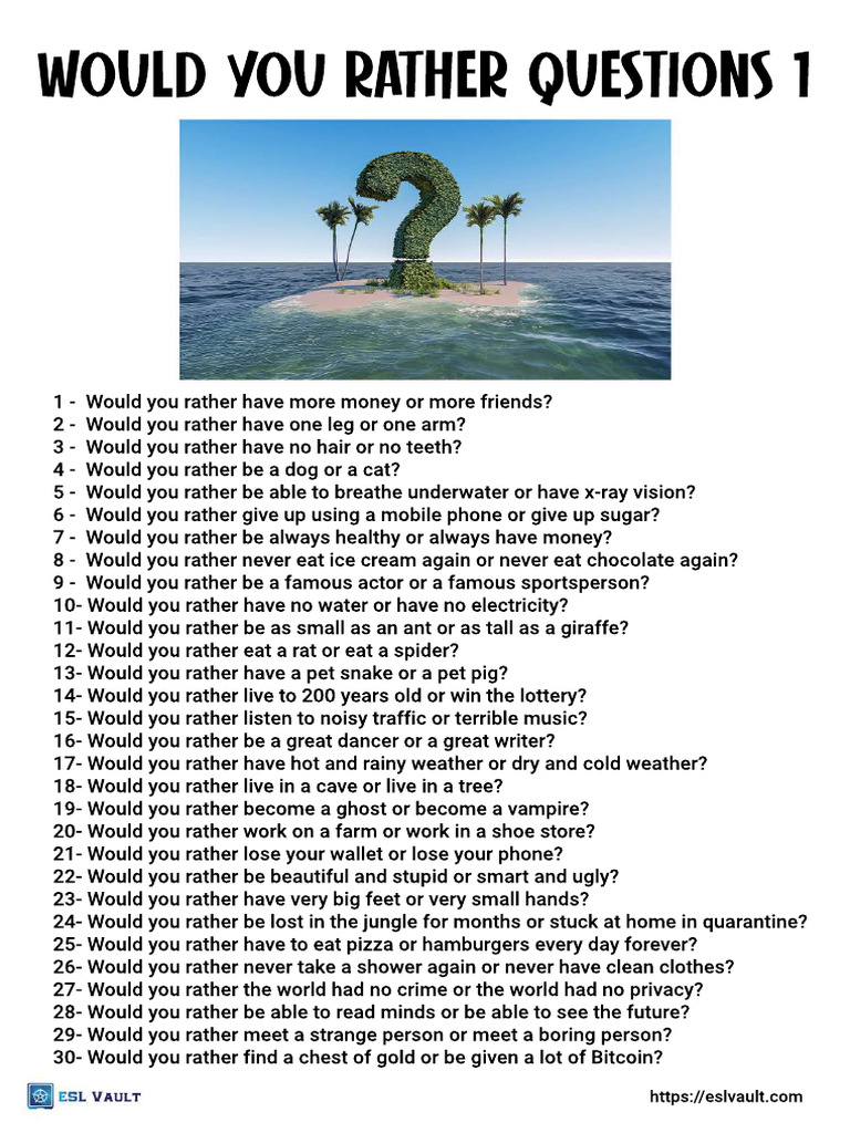 Fun Would You Rather Questions PDF | PDF