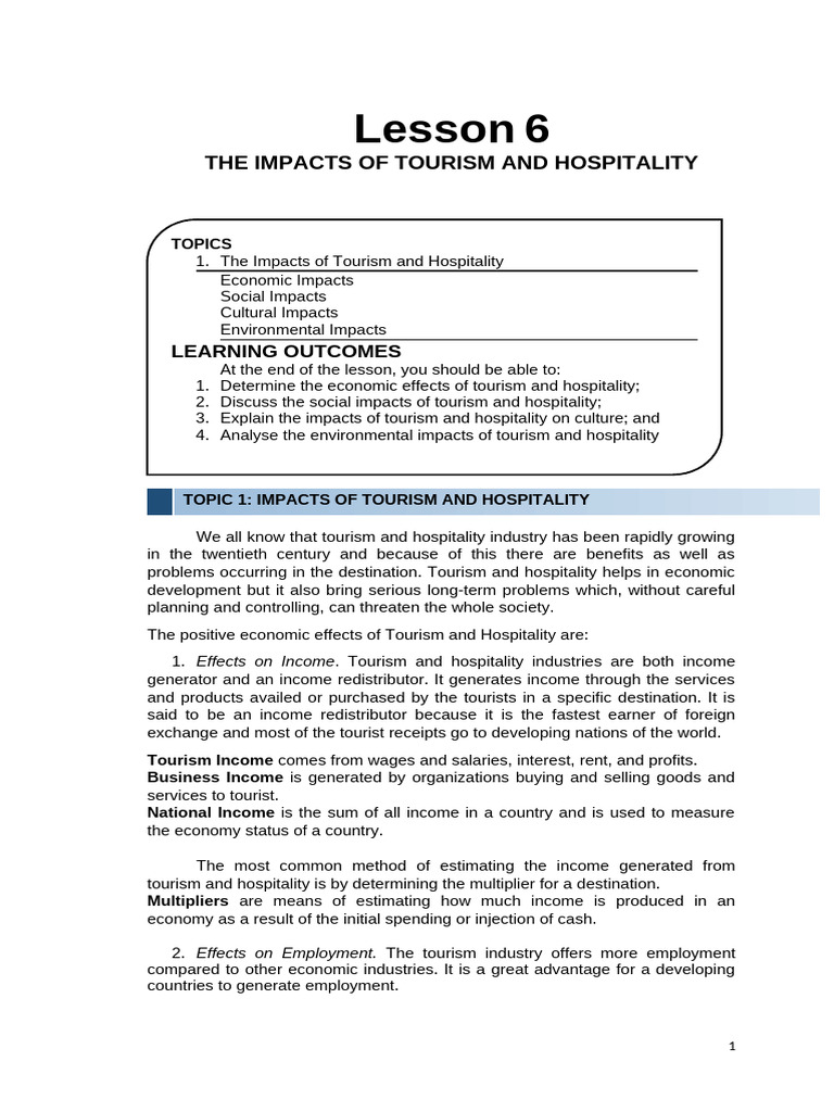 Economic and Social Impacts of Tourism | PDF | Tourism | Balance Of ...