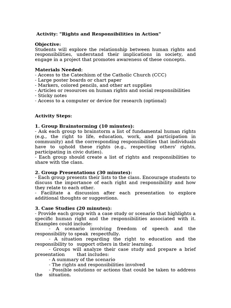 Human Rights and Responsibilities Project | PDF | Cognition | Learning