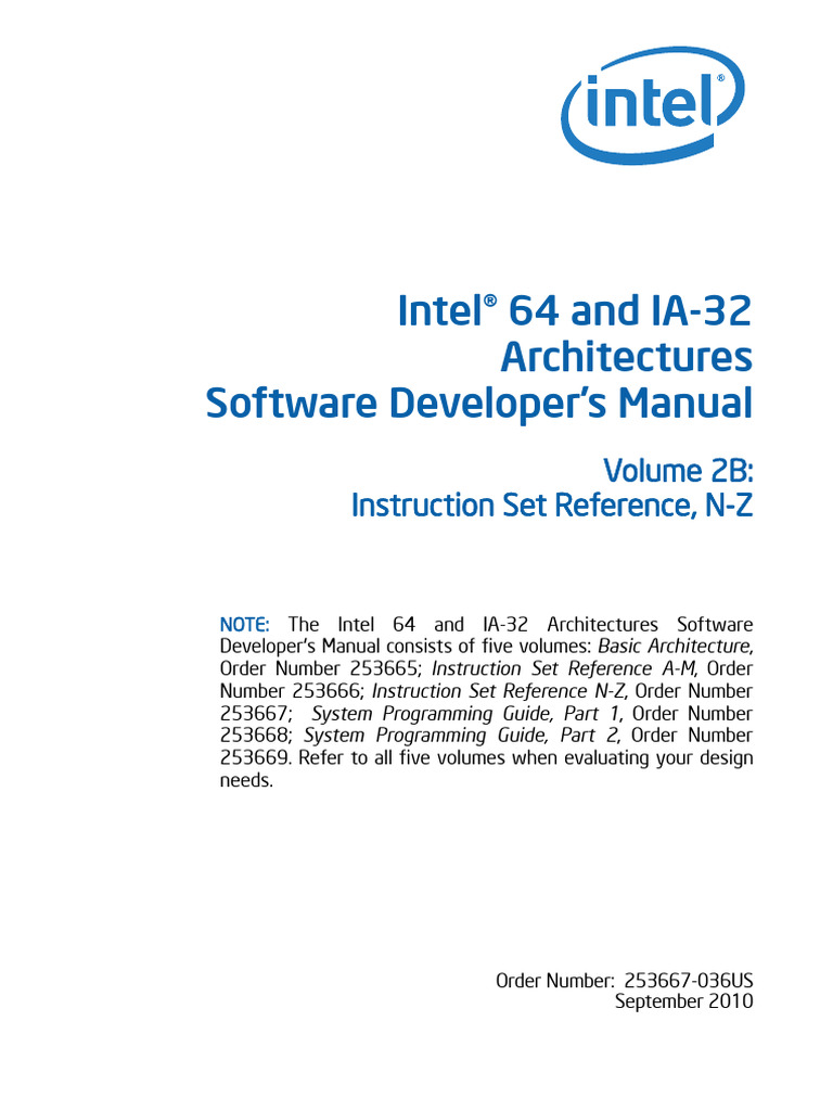 Intel® 64 and IA-32 Architectures Software Developer's Manual | PDF | Intel | Computer Architecture