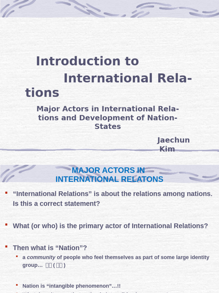 Major Actors in International Relations | PDF | Sovereignty | Nation