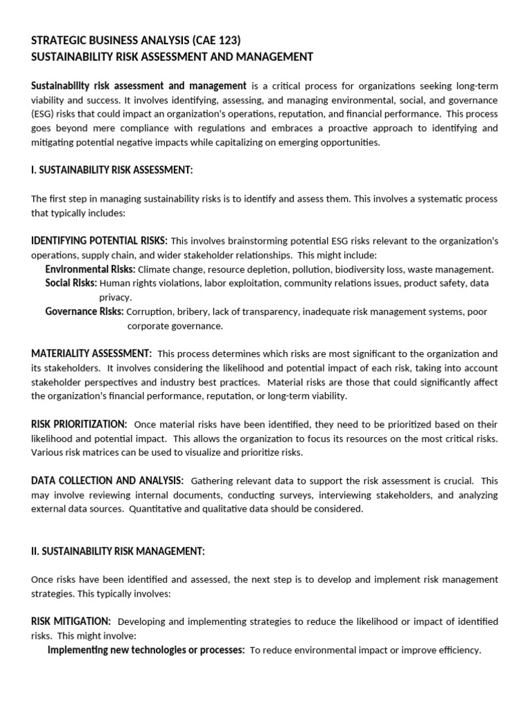 GIC AUDIT Sustainability Risk Assessment and Management | PDF | Risk ...