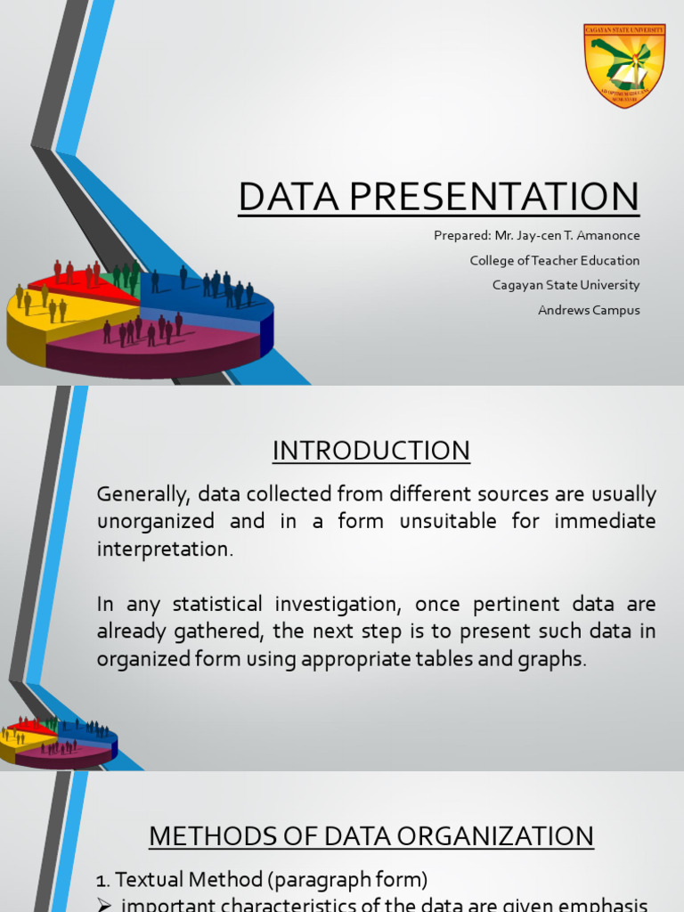 Data Presentation Methods Overview | PDF | Chart | Pie Chart