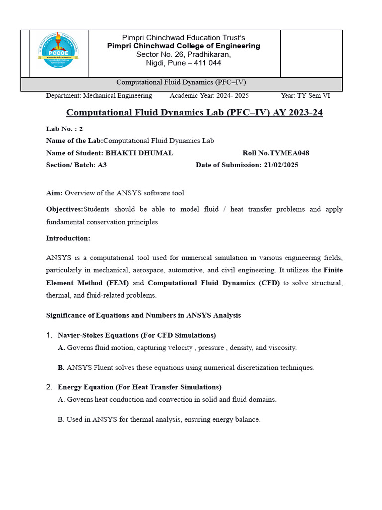CFD Lab - Steps To Be Followed For Report Writing | PDF | Computational Fluid Dynamics | Fluid ...