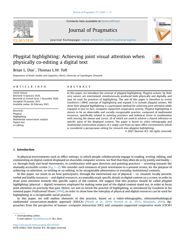 Phygital Highlighting Achieving Joint Visual Attention When Physically ...