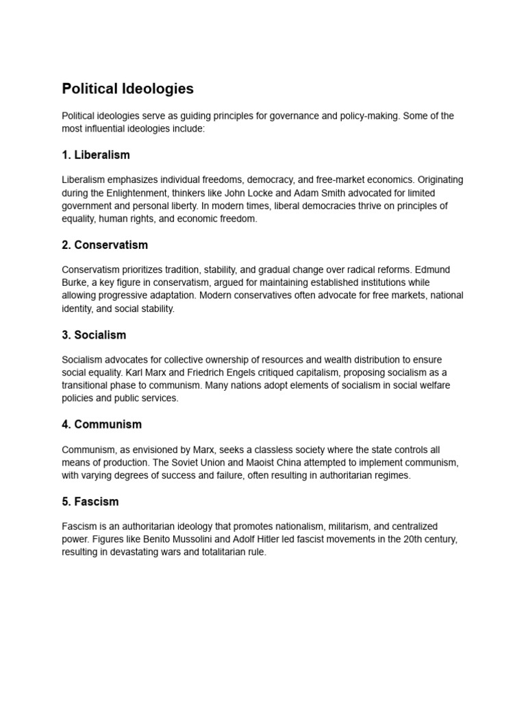 Politics Ideologies | PDF