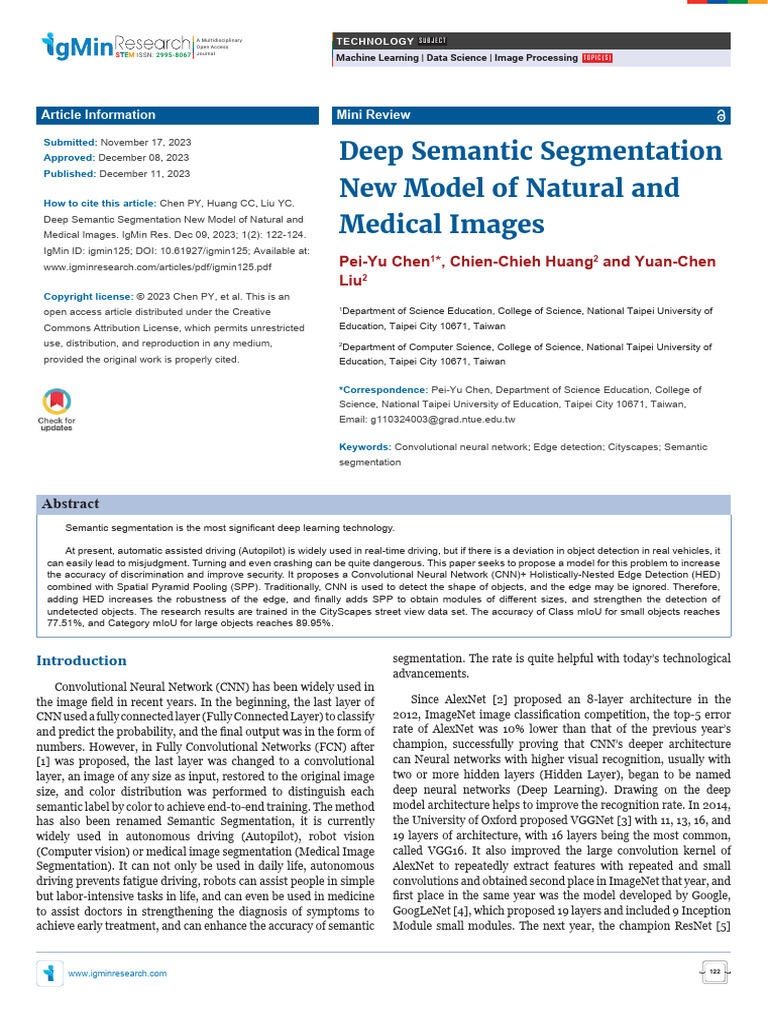 Deep Semantic Segmentation New Model of Natural and Medical Images | PDF | Computational ...