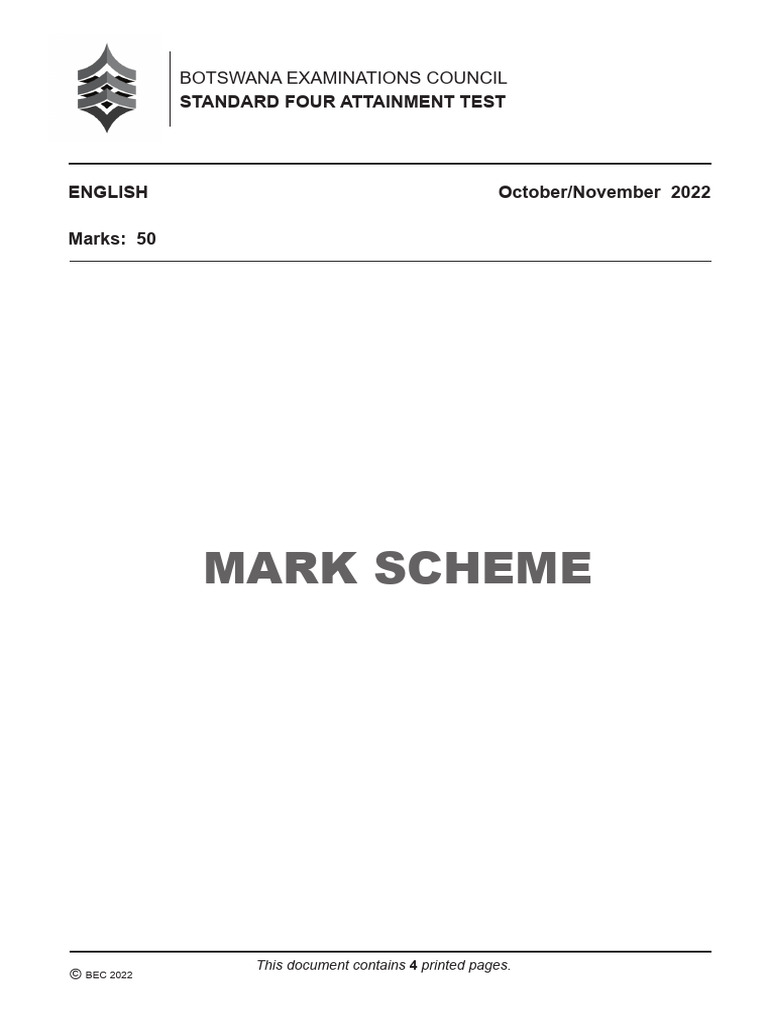 Standard 4 English Attainment Test 2022 | PDF | Human Communication ...