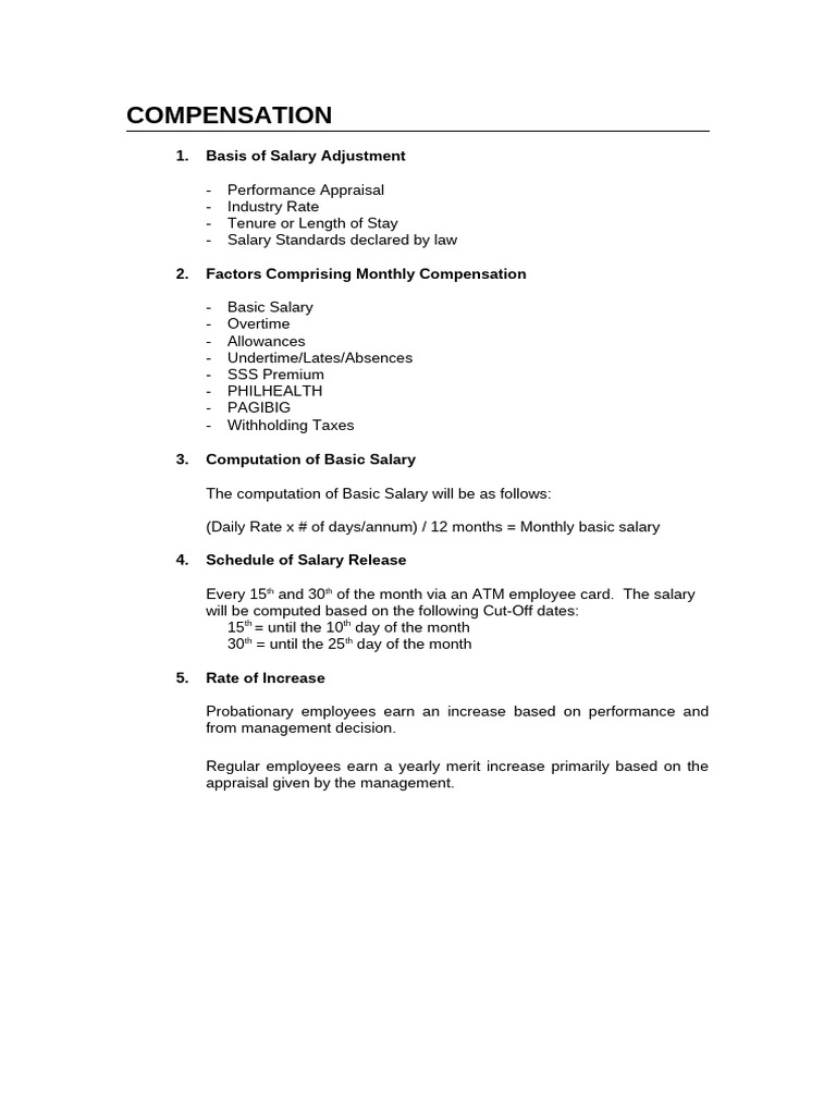 Employee Compensation and Benefits Policy | PDF | Overtime | Salary