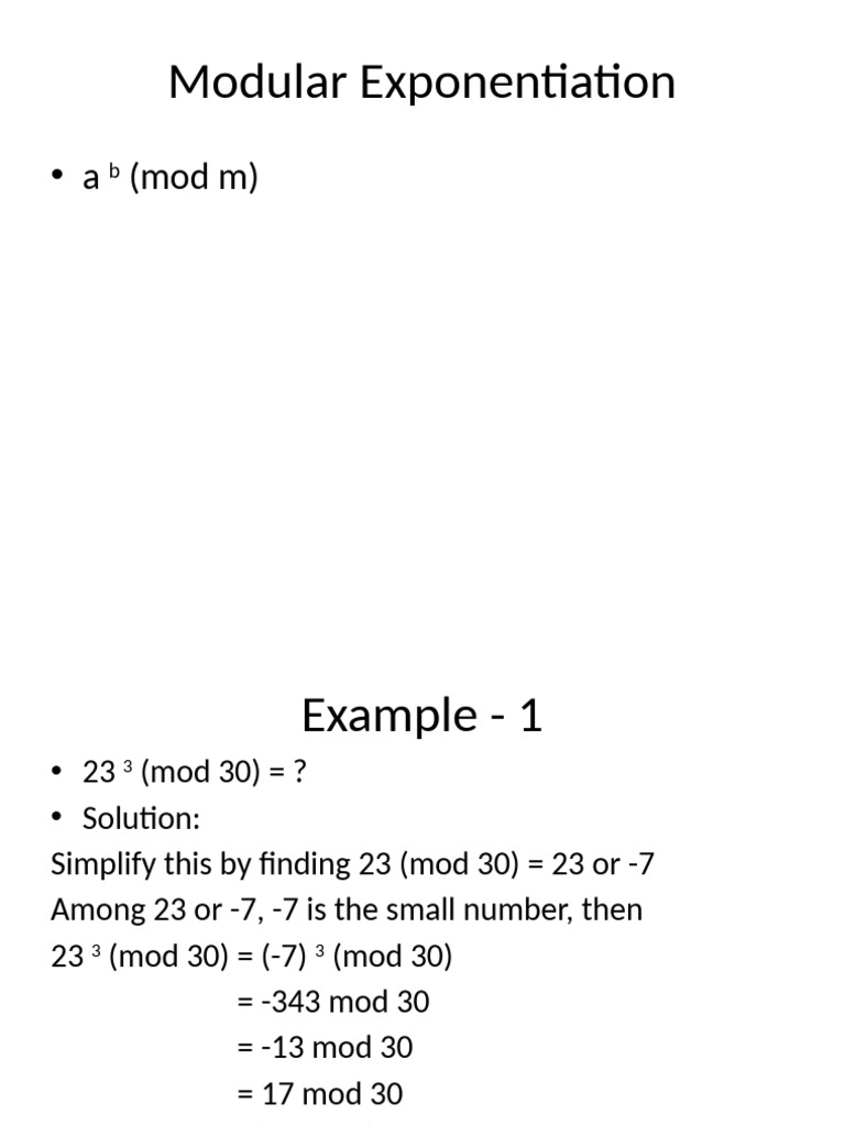 Modular Exponentiation Examples | PDF