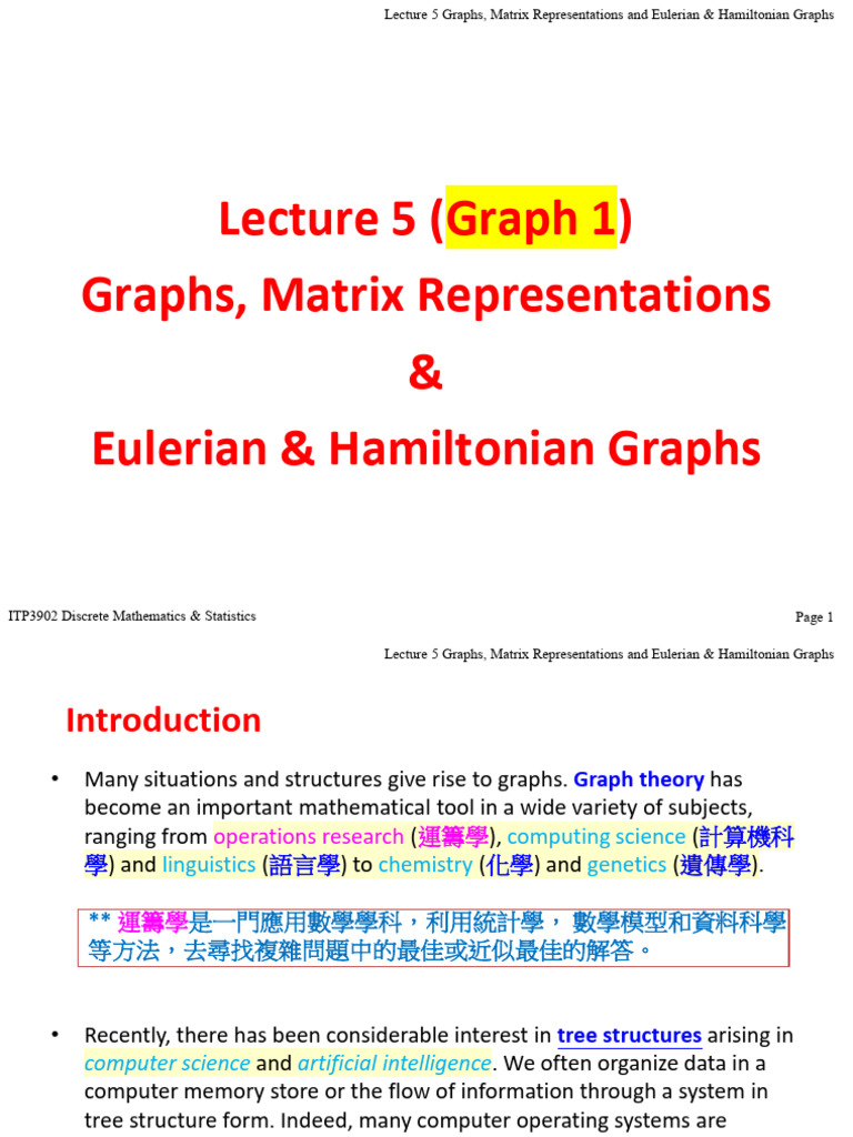 ITP3902 DMS Lec 5 Graph Part1 | PDF | Mathematical Relations | Graph Theory