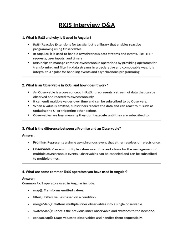 RXJS Interview Q | PDF | Computer Science | Information Technology