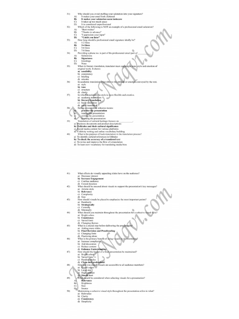 Expository Writing MCQs | PDF