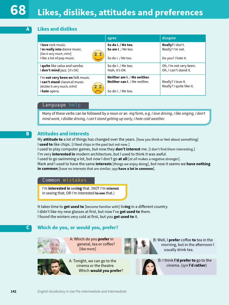 Unit 68 - Likes, Dislikes, Attitudes and Preferences - 4th Edition ...