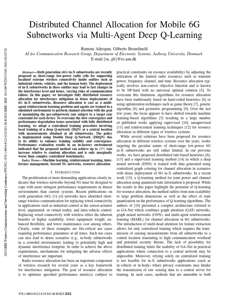 Distributed Channel Allocation For Mobile 6G Subnetworks Via Multi ...