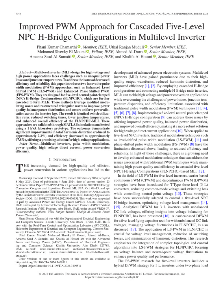 Improved PWM Approach For Cascaded Five-Level NPC H-Bridge ...