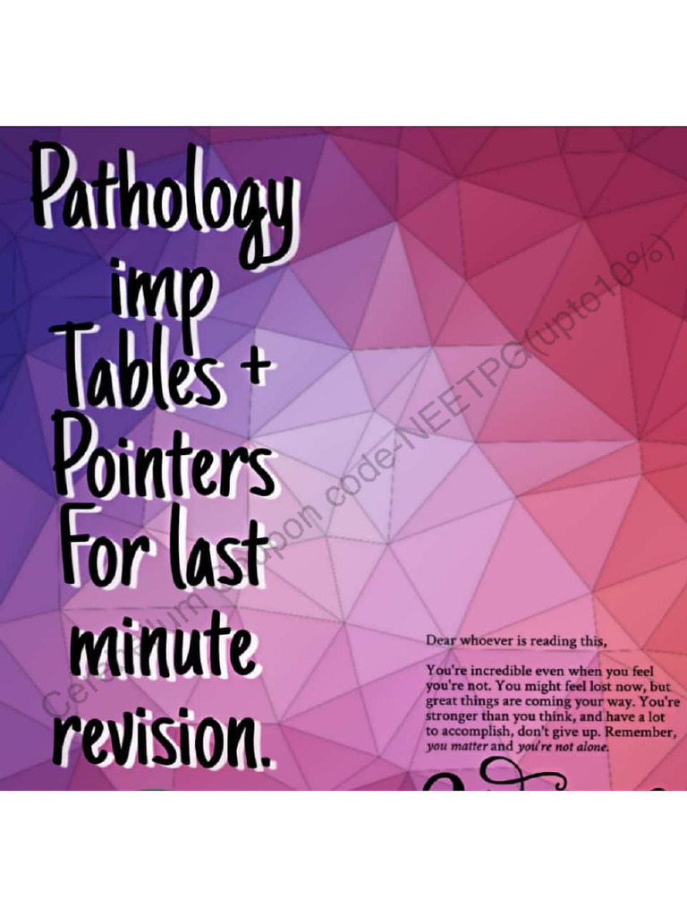 Pathology Imp Tables+ Pointers Systemic | PDF