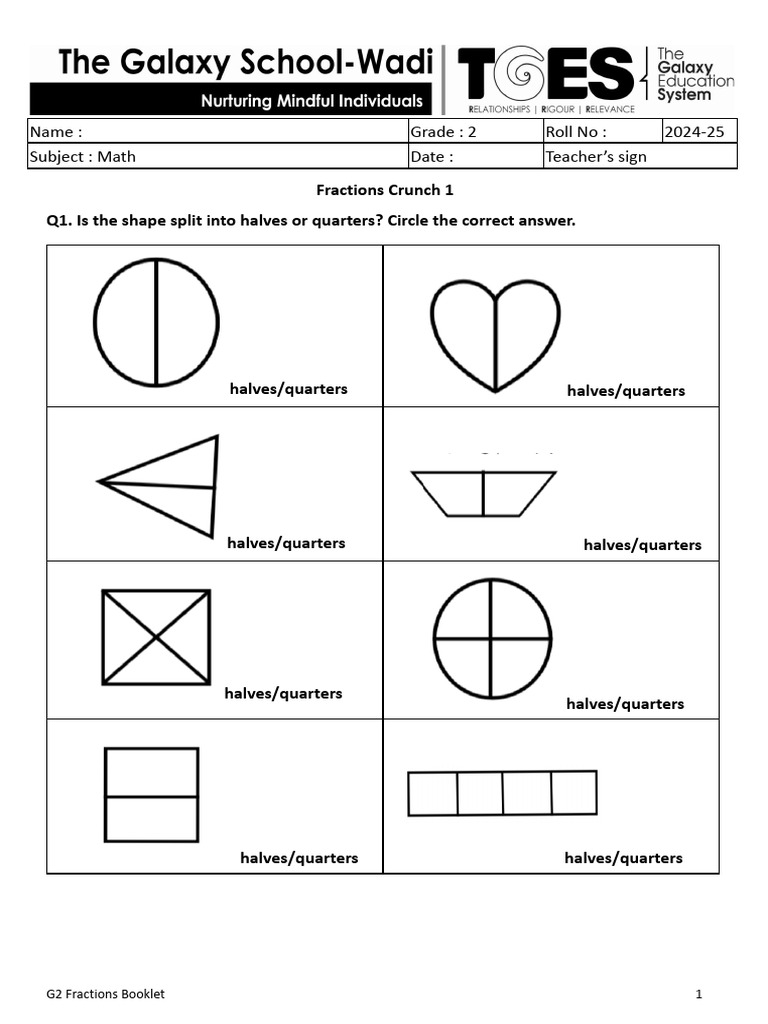 G2 - Fractions Booklet (Edited) | PDF | Elementary Mathematics ...