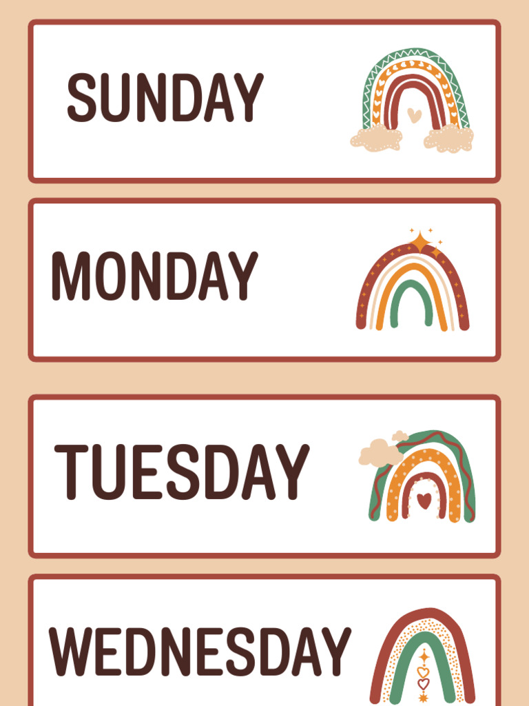 Days of The Week Flashcard | PDF