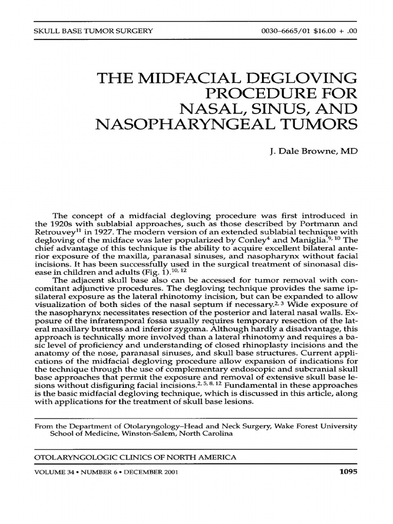 Midfacial Degloving for Skull Base Tumors | PDF | Human Nose | Skull