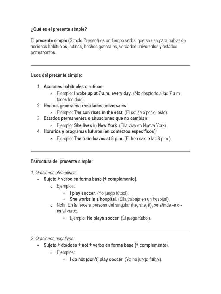 Explicacion Del Simple Present en Ingles | PDF | Verbo | Asunto (gramática)
