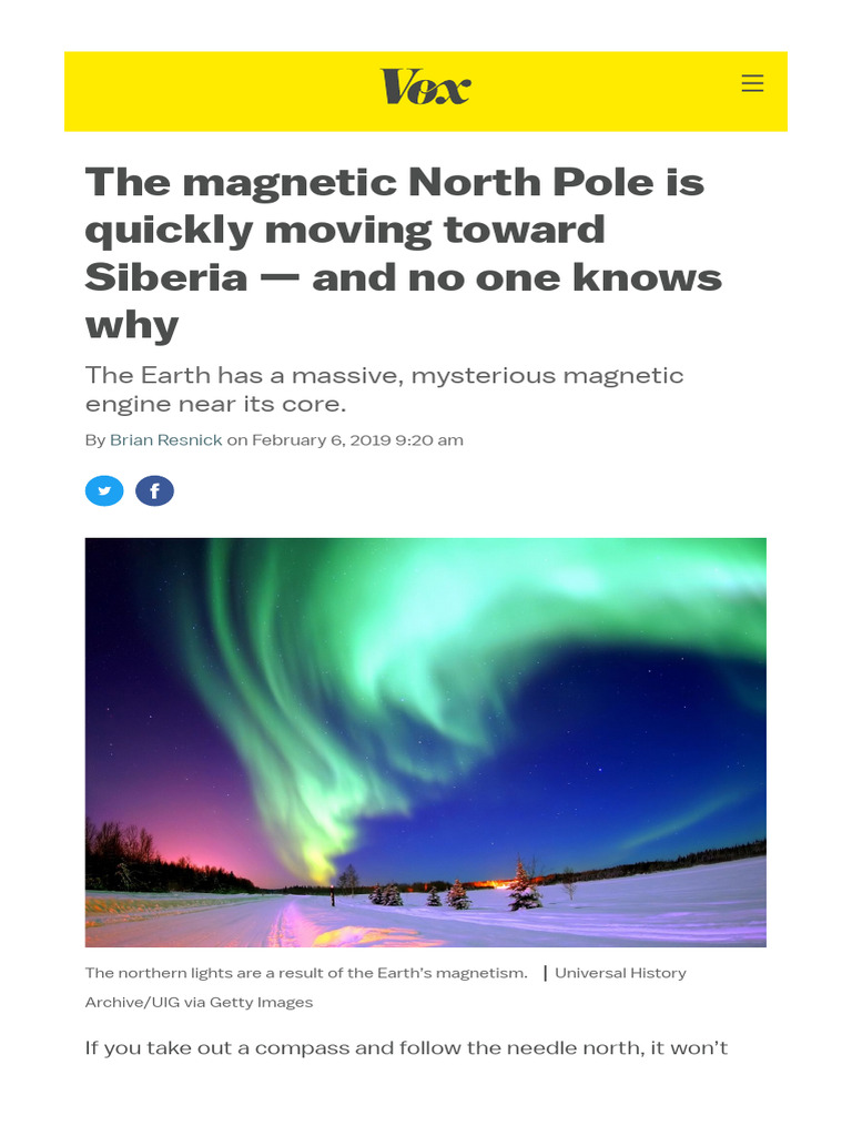 Magnetic North Pole's Rapid Shift Explained | PDF | Earth | Earth's ...