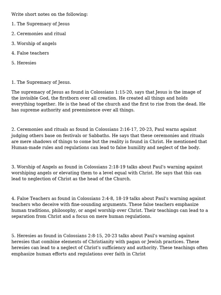 Understanding Jesus' Supremacy and Heresies | PDF