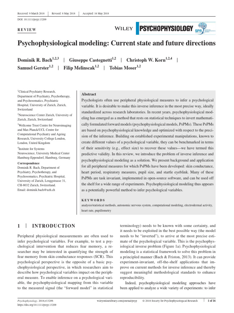 Bach Et Al-2018-Psychophysiology | PDF | Time Series | Psychophysiology