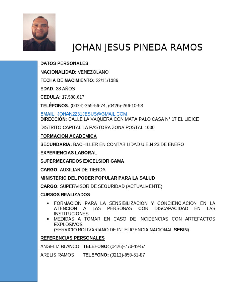 Curriculum Nuevo Johan | PDF