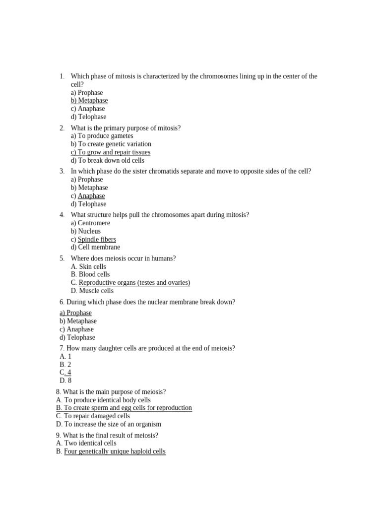 Quiz - Mitosis Meiosis Genetics | PDF | Meiosis | Genetics