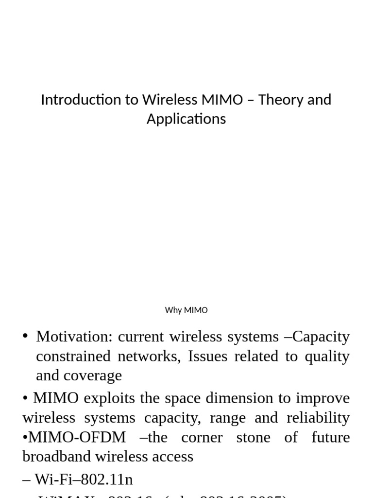 Introduction To Wireless MIMO - Theory and Applications | PDF | Orthogonal Frequency Division ...